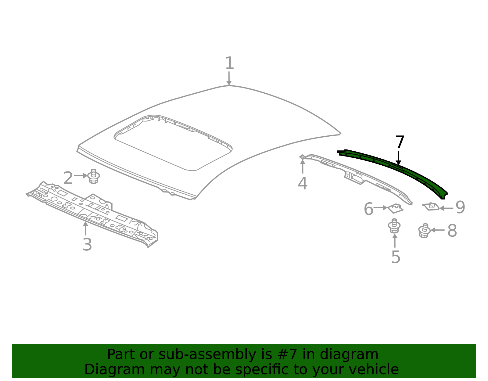 62131-TVA-A00ZZ - 2018-2025 Honda Accord - Rail Rear Roof | Honda Parts ...