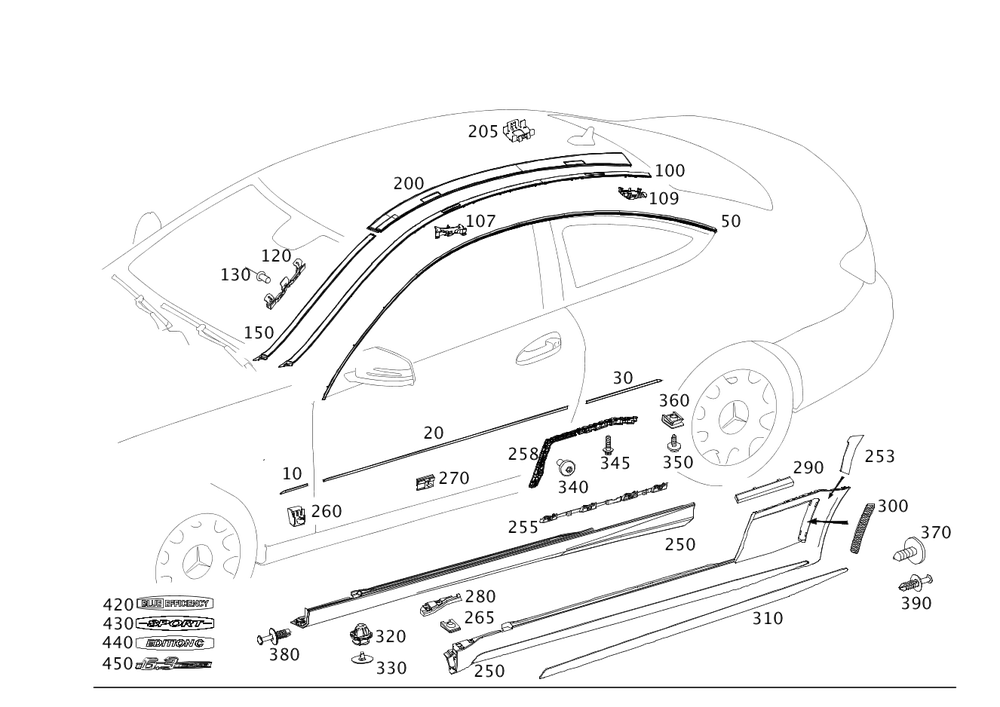 204-690-57-62 - Water Deflector 2006-2015 Mercedes-Benz | Mercedes-Benz ...