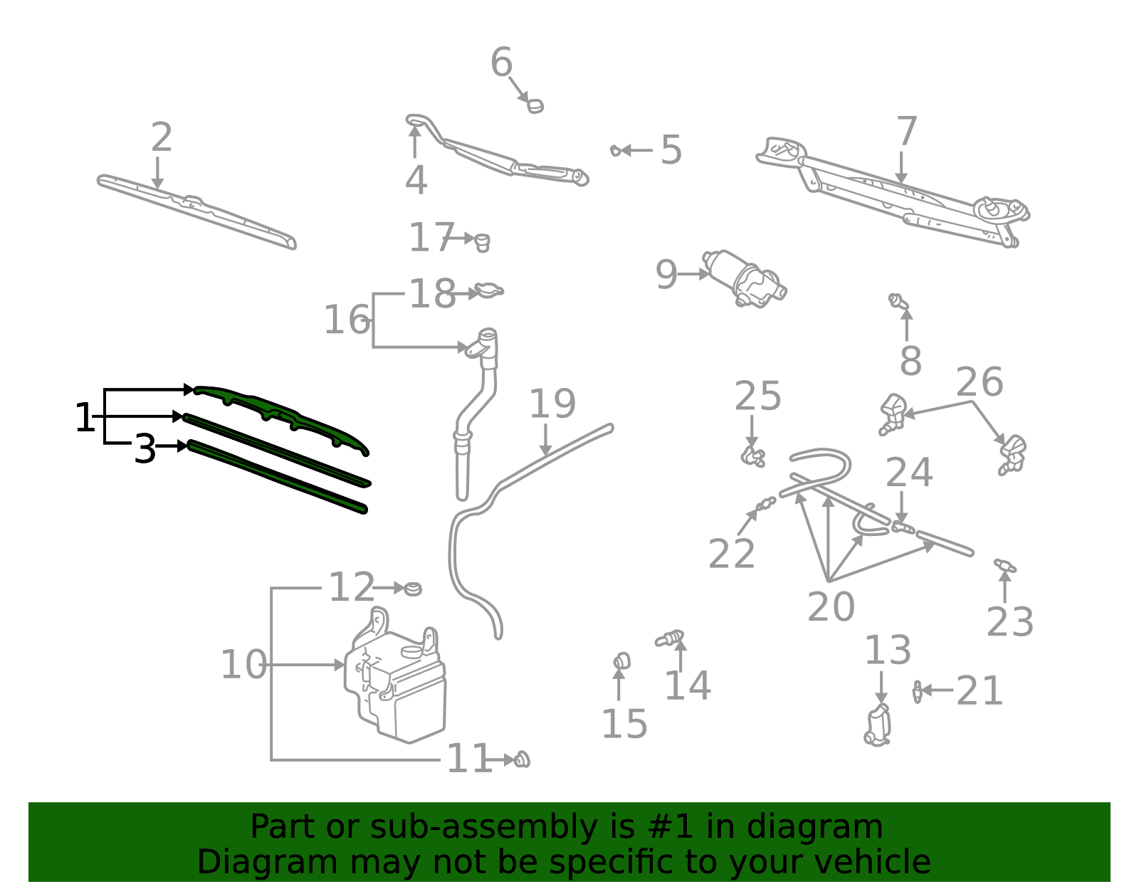85212-53051 - Windshield Wiper Blade (Right, Front) Longo Toyota Parts
