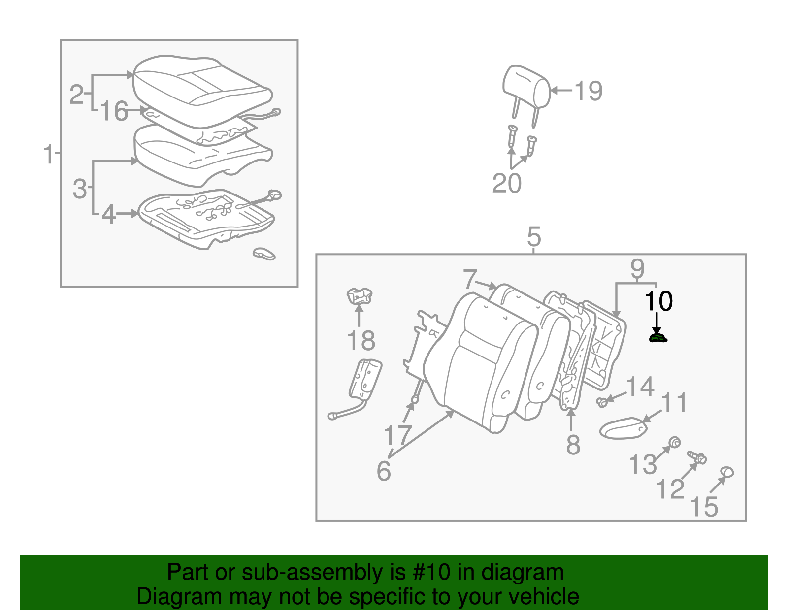 Genuine Toyota Seat Back Panel Clip part# 71769-60020 for 2001-2003 ...