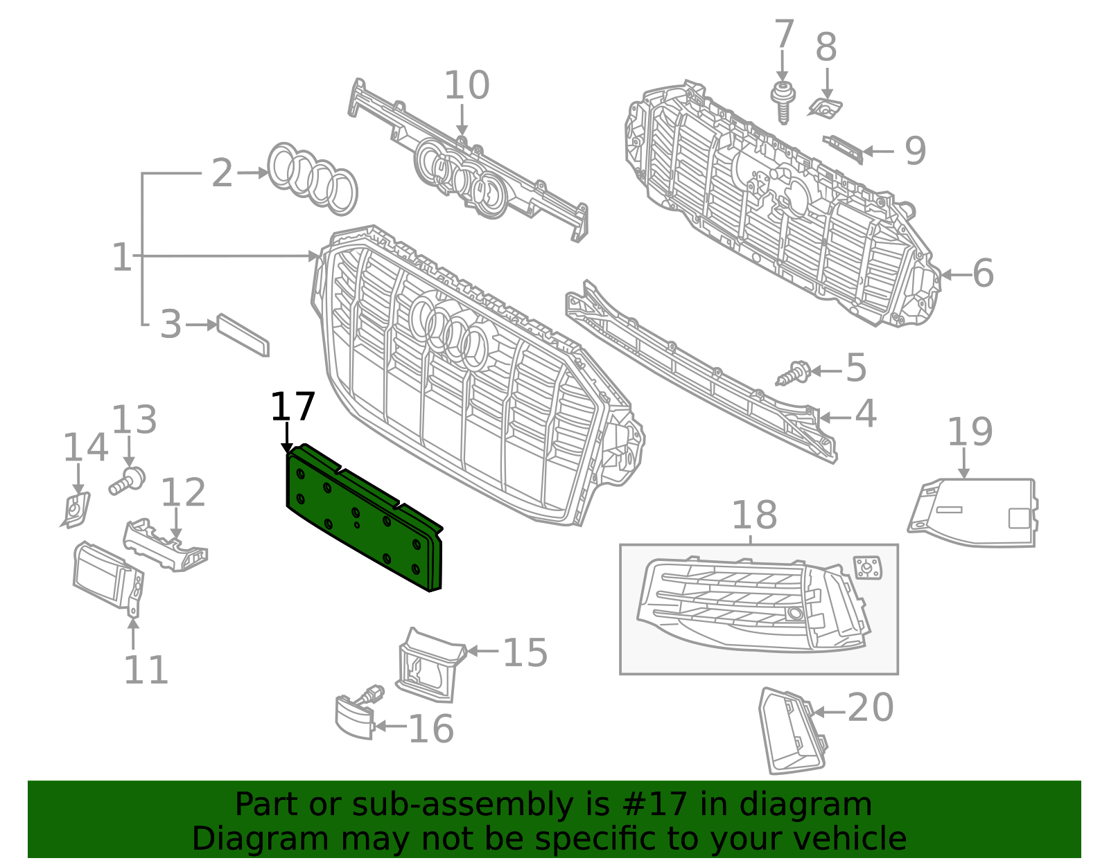 4M0-807-287-J-9B9 - License Bracket 2020-2024 Audi Q7 | Audi OEM Parts Guy