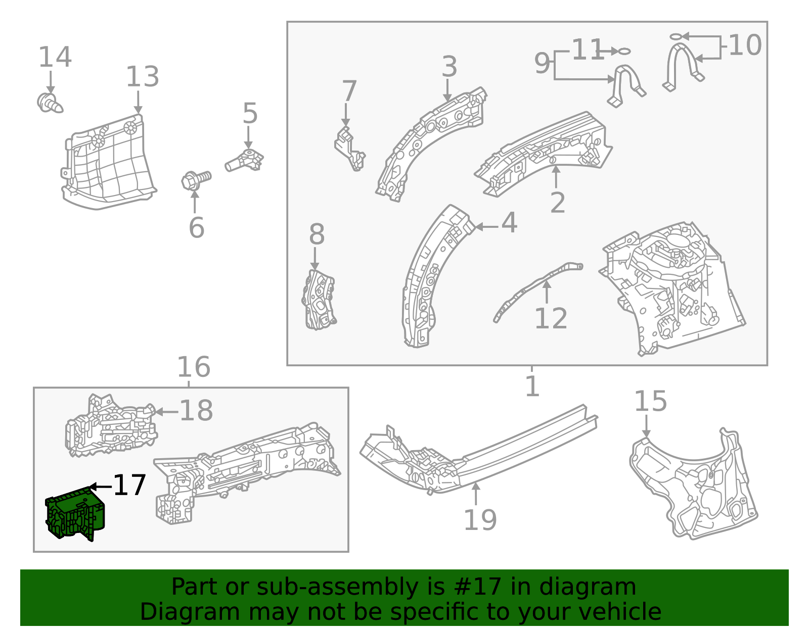 2020-2025 Toyota Highlander Bumper Bracket 57014-0E010 | Toyota Parts ...