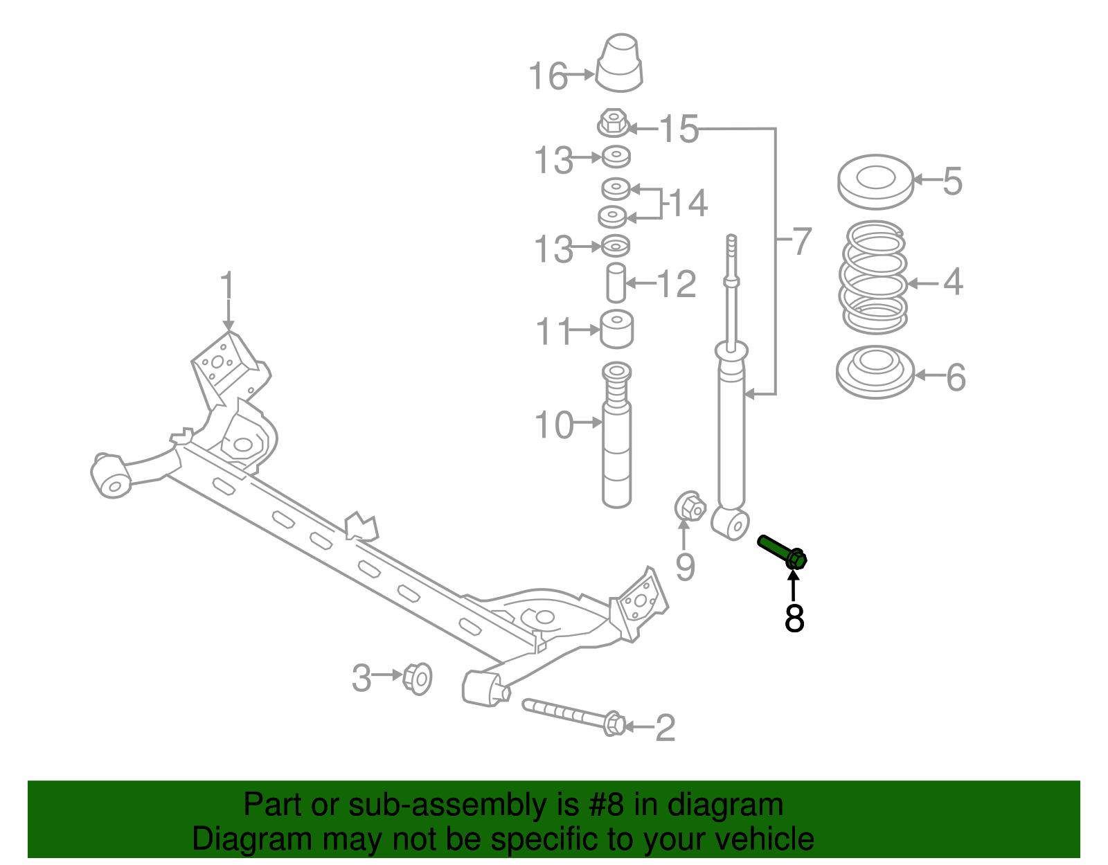 2009-2025 Nissan Shock Bolt 56280-JA00C | QuirkParts