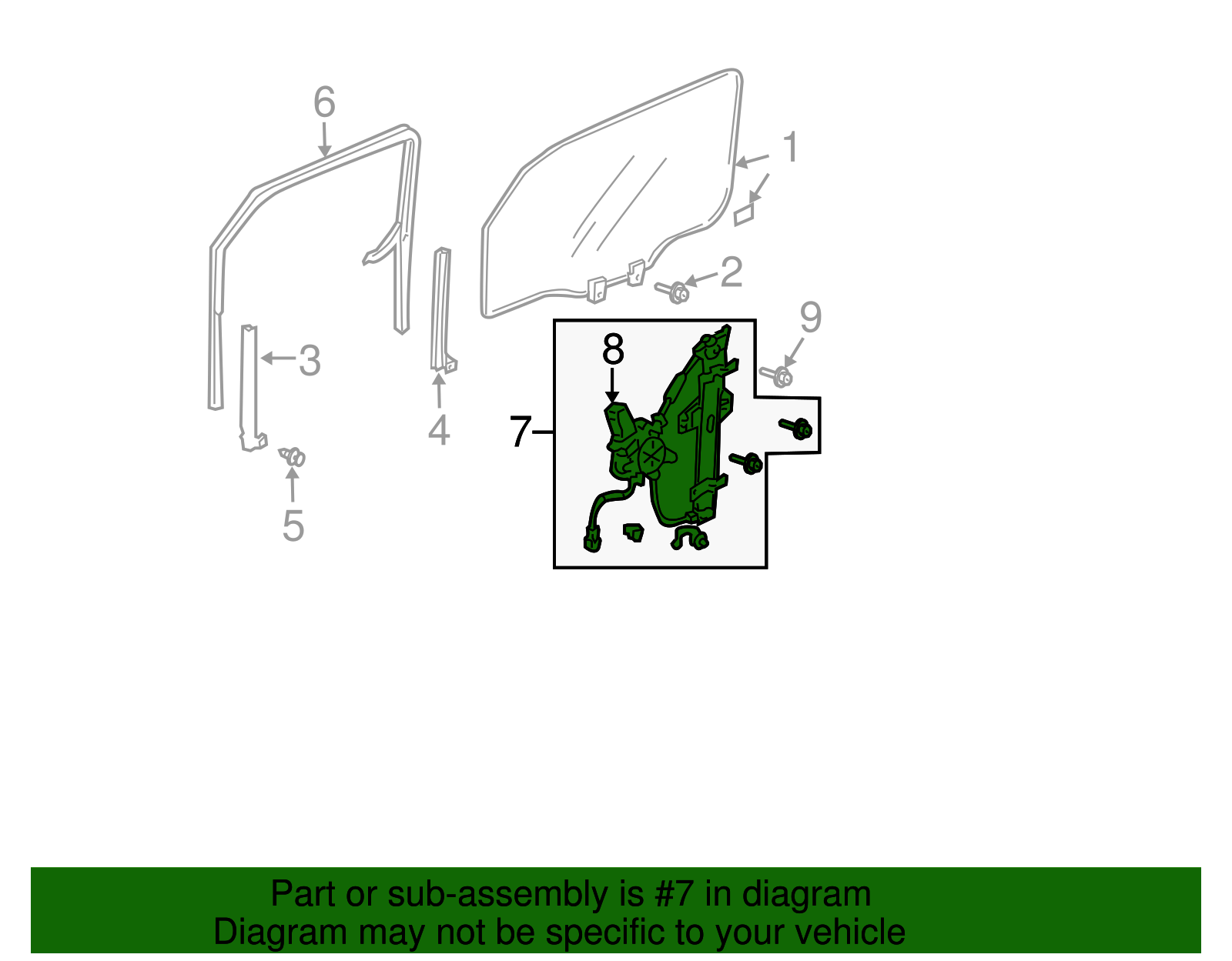 72250-SCV-A03 - 2003-2011 Honda - Regulator Assembly L Front Door Power ...