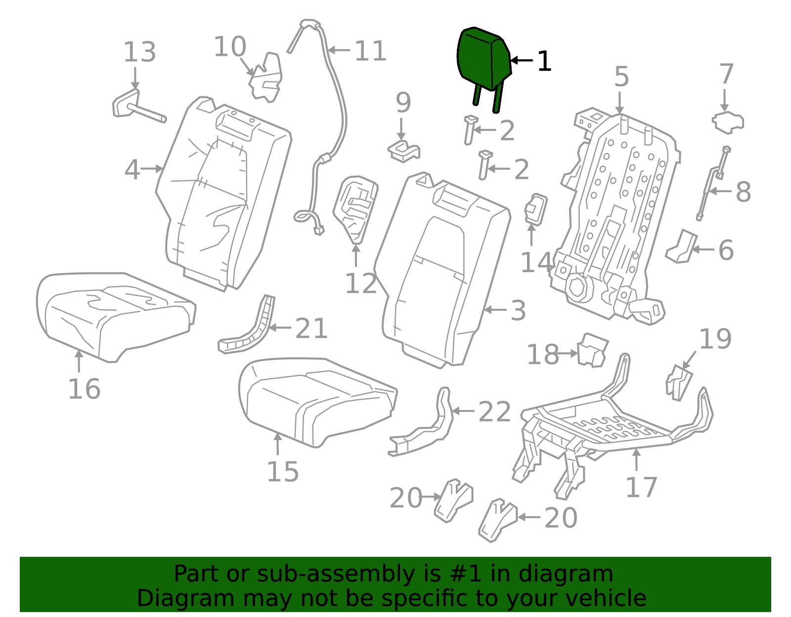 82140-TLA-A51ZB - 2017-2022 Honda CR-V - Headrest Assembly Rear Side ...