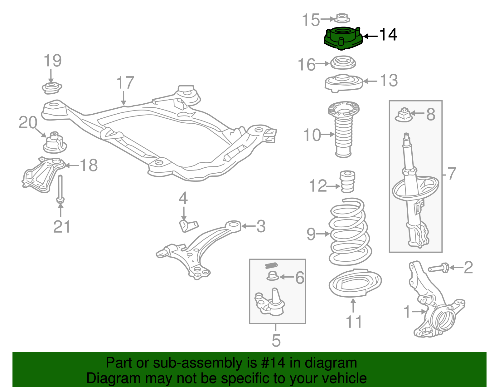 48609-08030 - Suspension Strut Mount (Left, Right, Front) 2011-2020 ...