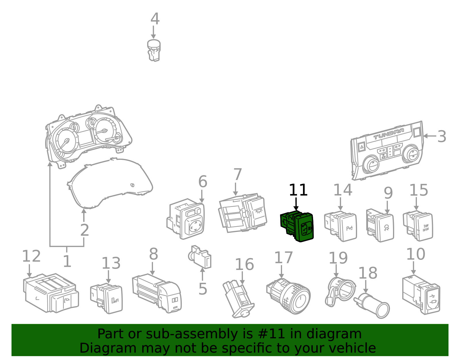 2020-2021 Toyota Tundra Combination Switch 84140-0C130 | MotorMotor
