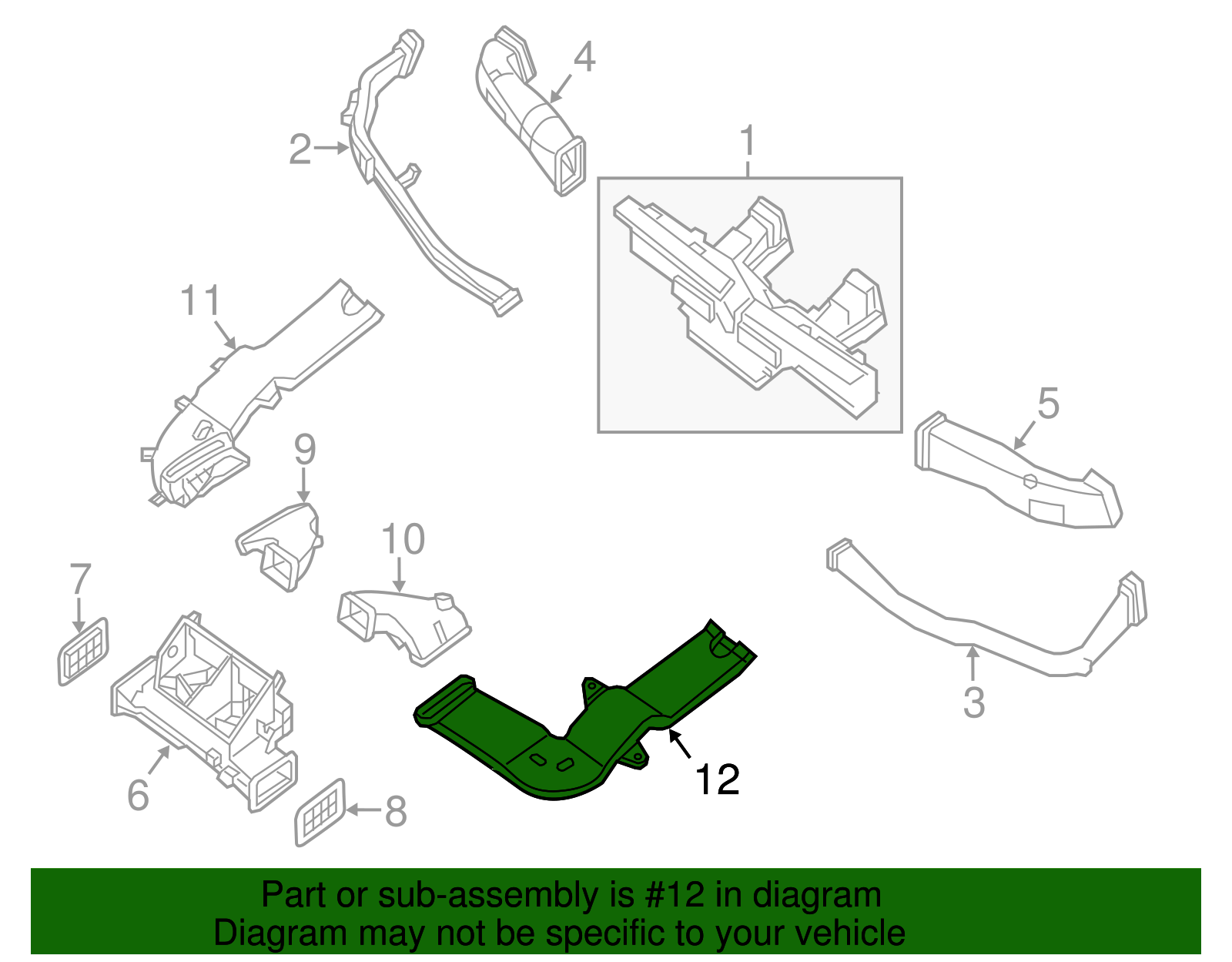 2005-2025 Nissan Instrument Panel Air Duct 27833-EA000 | Nissan Parts ...