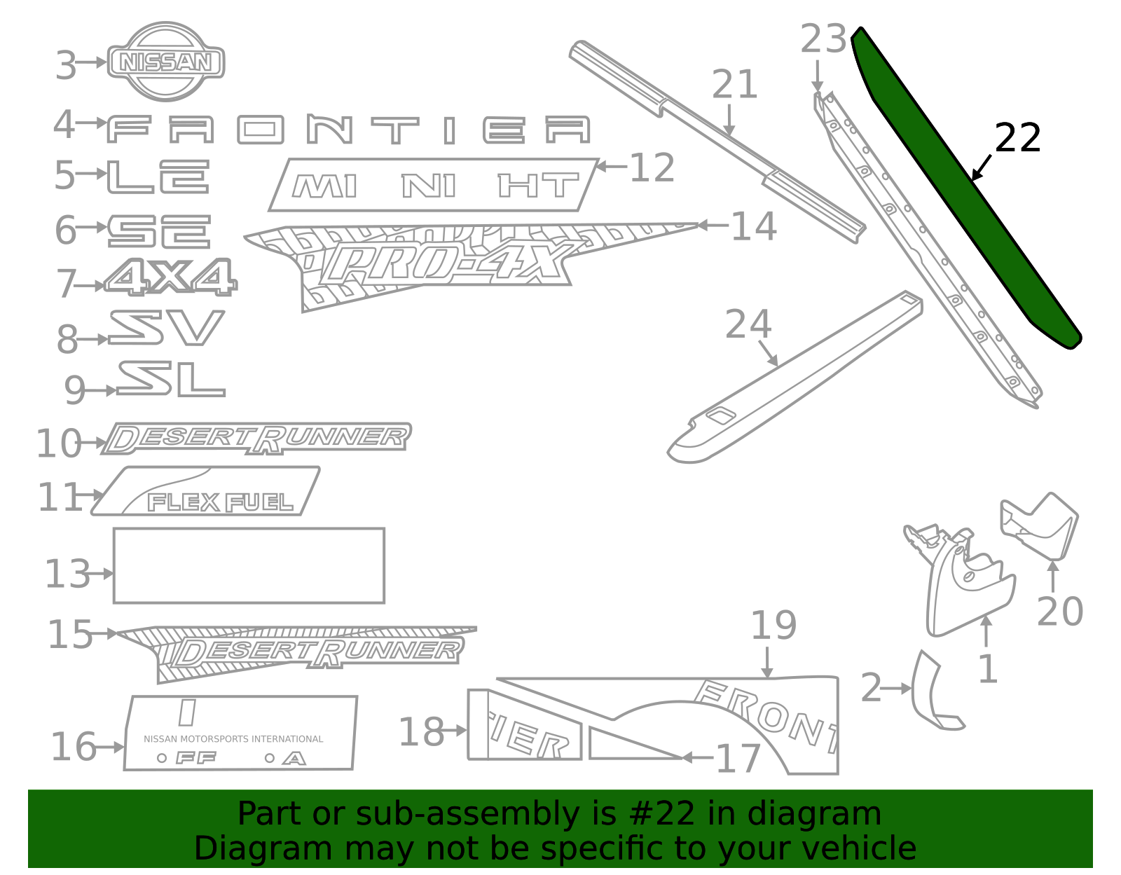 2013-2021 Nissan Frontier Tail Gate Cover 93486-9BF0A | OEM Parts Online