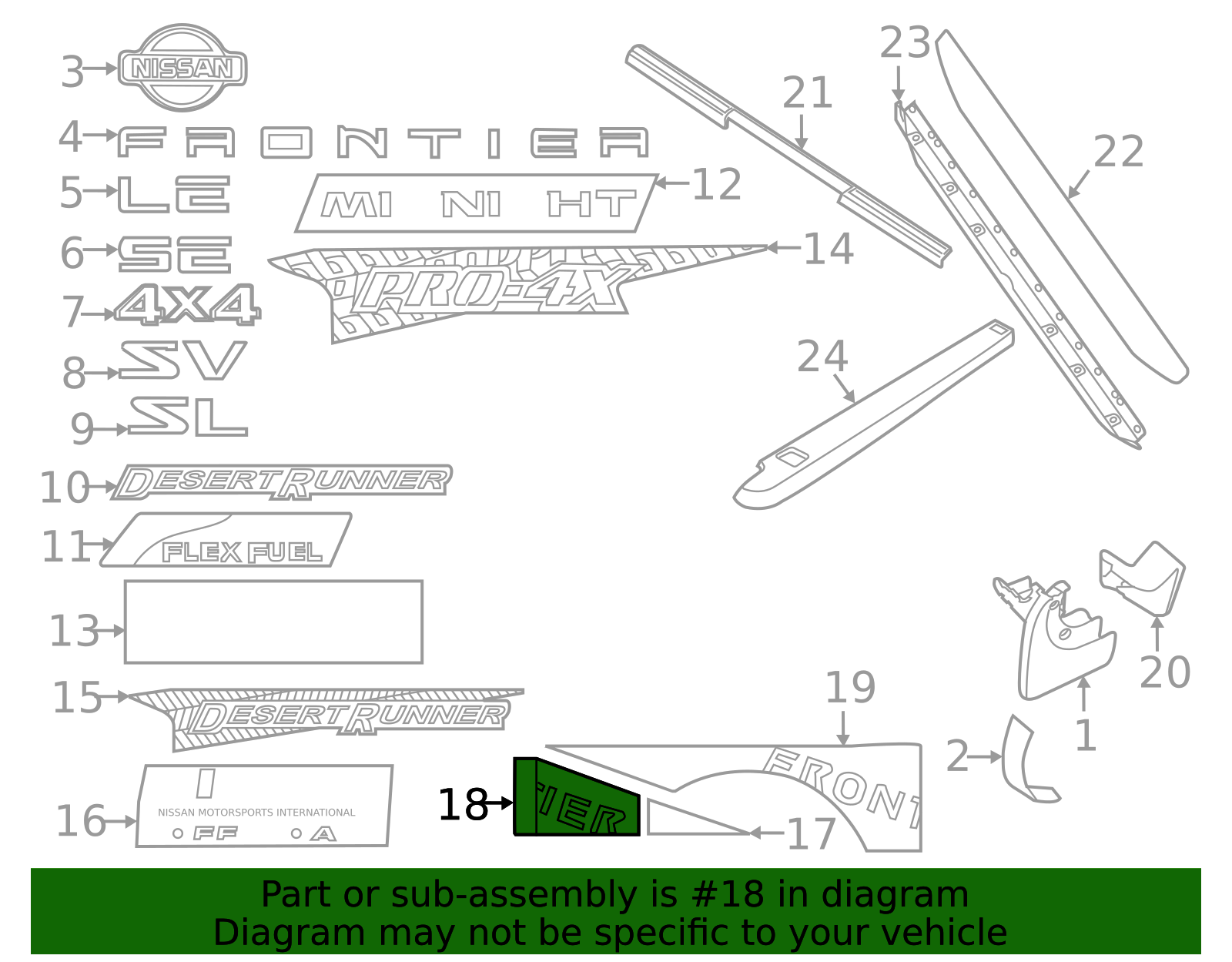 2012-2013 Nissan Frontier Decal 99099-ZL58C | Bill Kay Nissan Parts