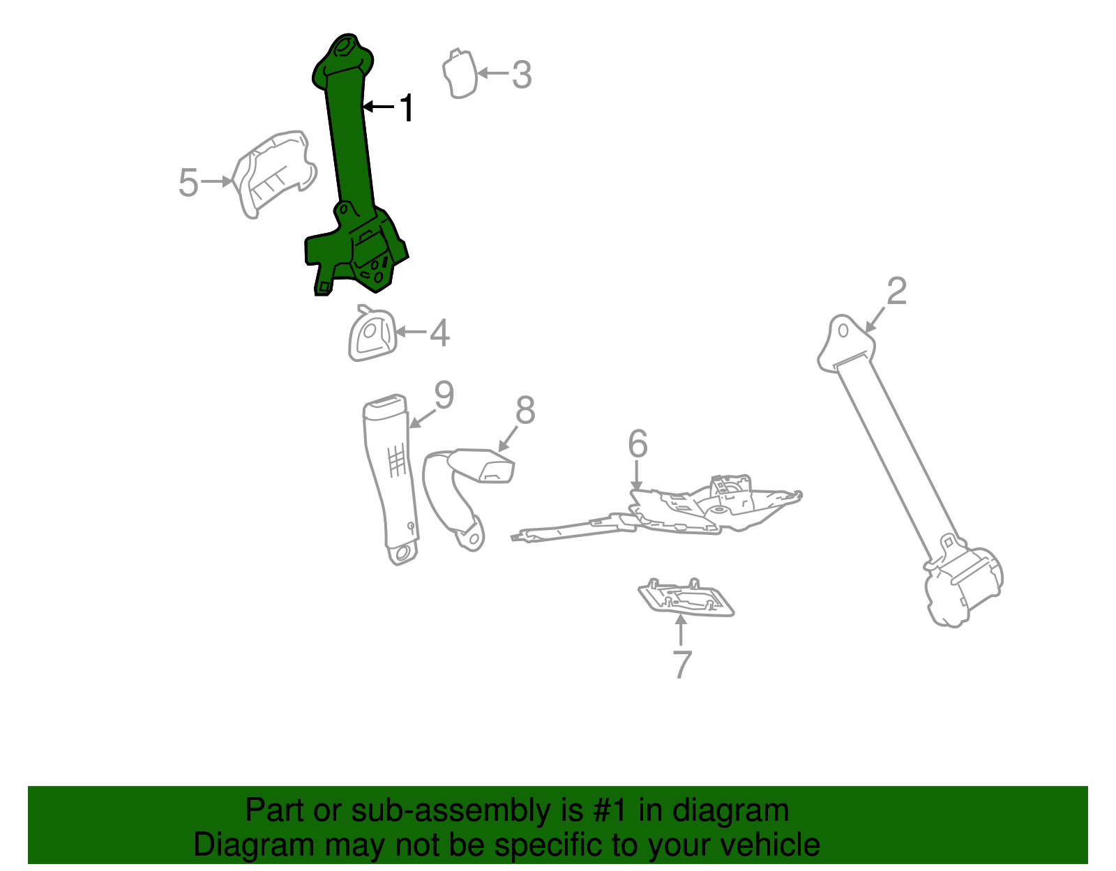 Genuine Toyota Lap & Shoulder Belt part# 73360-0R060-C0 for 2016-2018 ...