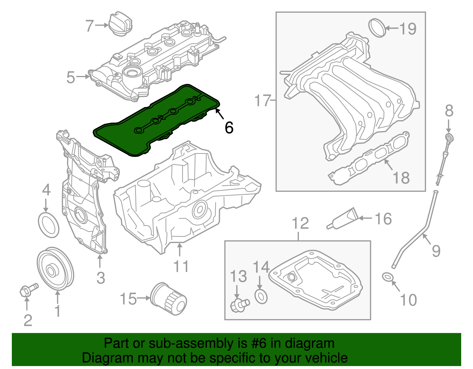 2012-2019 Nissan Valve Cover Gasket 13270-1KT0A | Bill Kay Nissan Parts