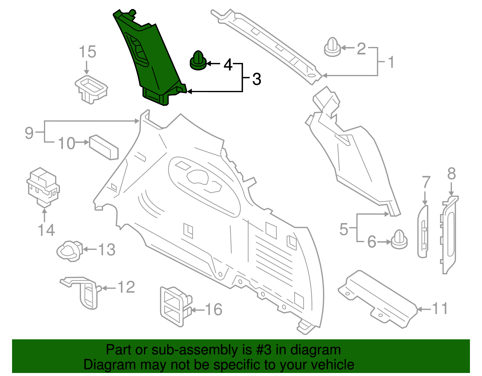 2021-2024 Nissan Armada Lock Pillar Trim 76934-6JL0D | Bill Kay Nissan ...