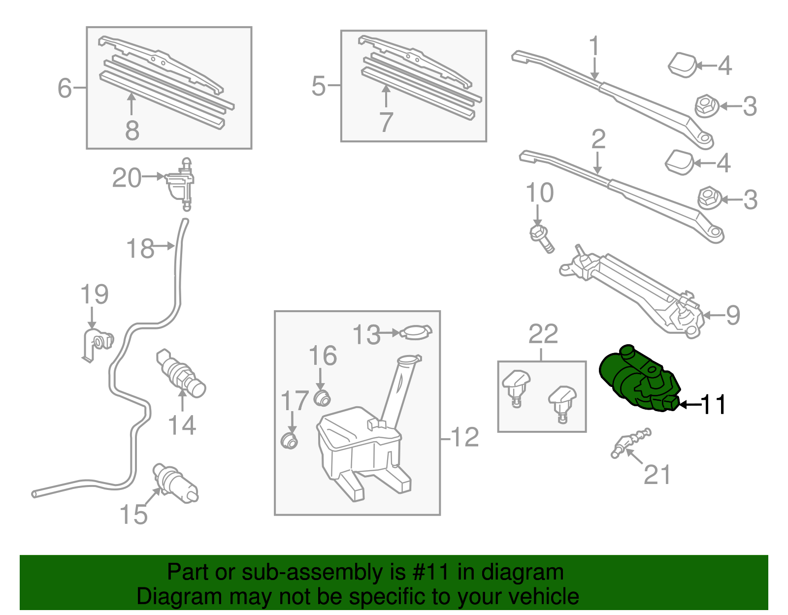 2007-2012 Toyota Yaris Wiper Motor 85110-52440 | Elmhurst Toyota Parts