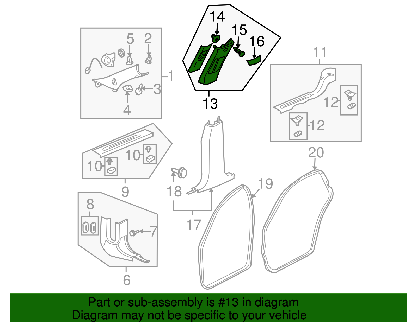 20958022 - Upper Center Pillar Trim | Partners Chevy