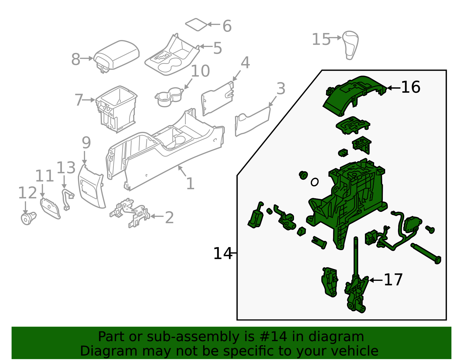 46700-1U100 - Gear Shift Assembly 2011-2013 Kia Sorento | Kia.Parts Store