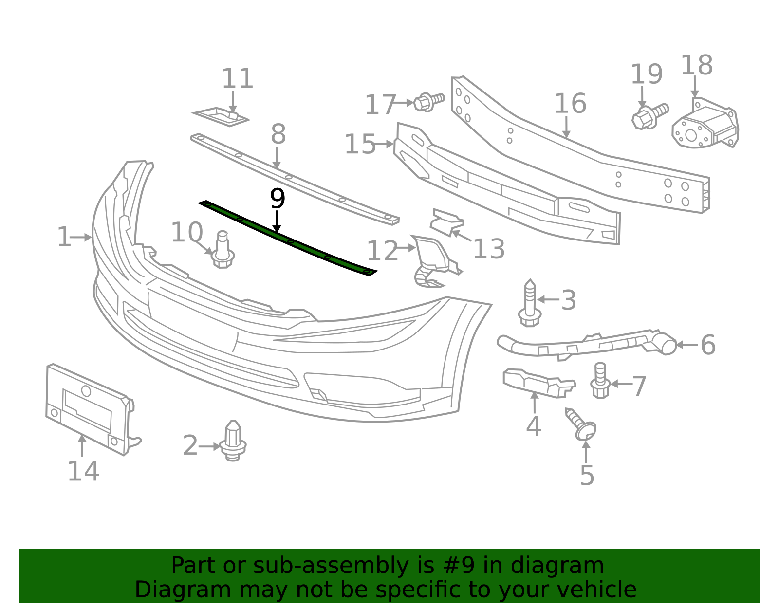 71111-TR2-A00 - Honda Bumper Cover Reinforcement 2012 Honda Civic ...