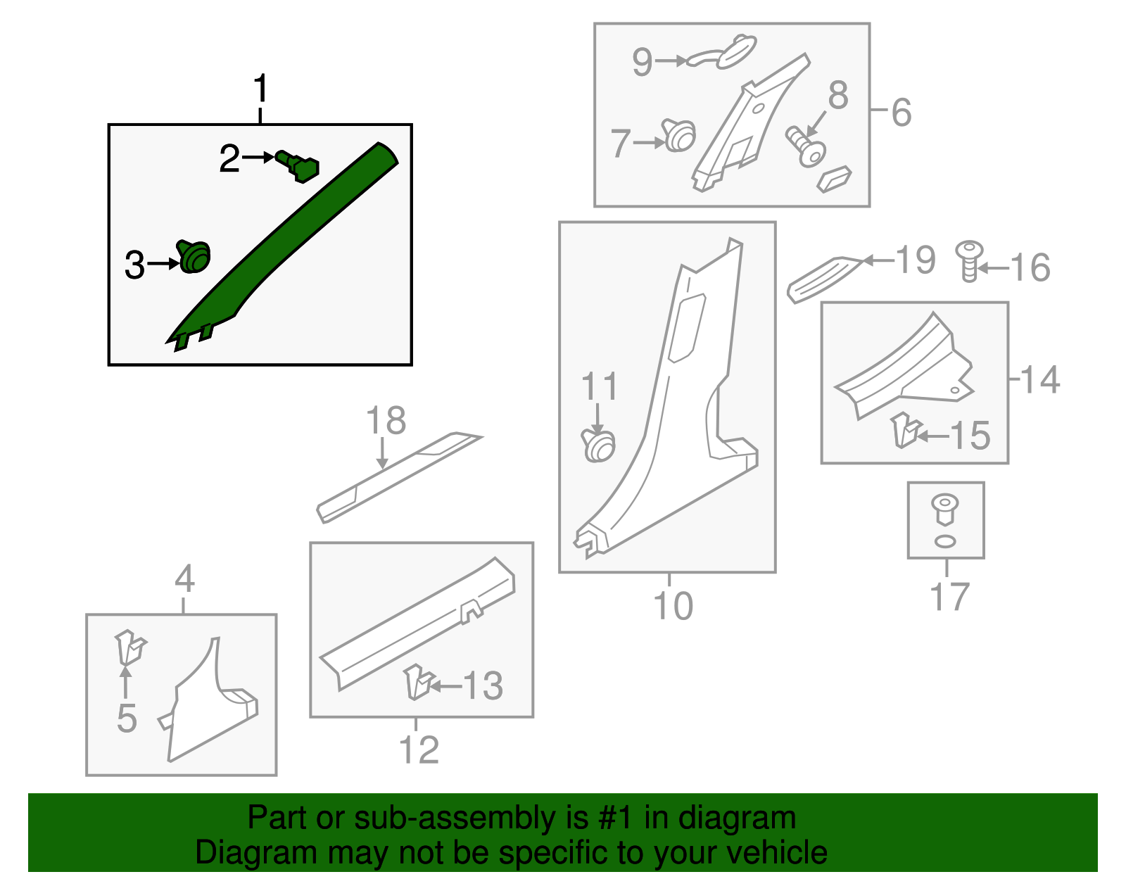 Hyundai - 85810-2V000-8M - Windshield Pillar Trim - 2013-2017 Hyundai ...