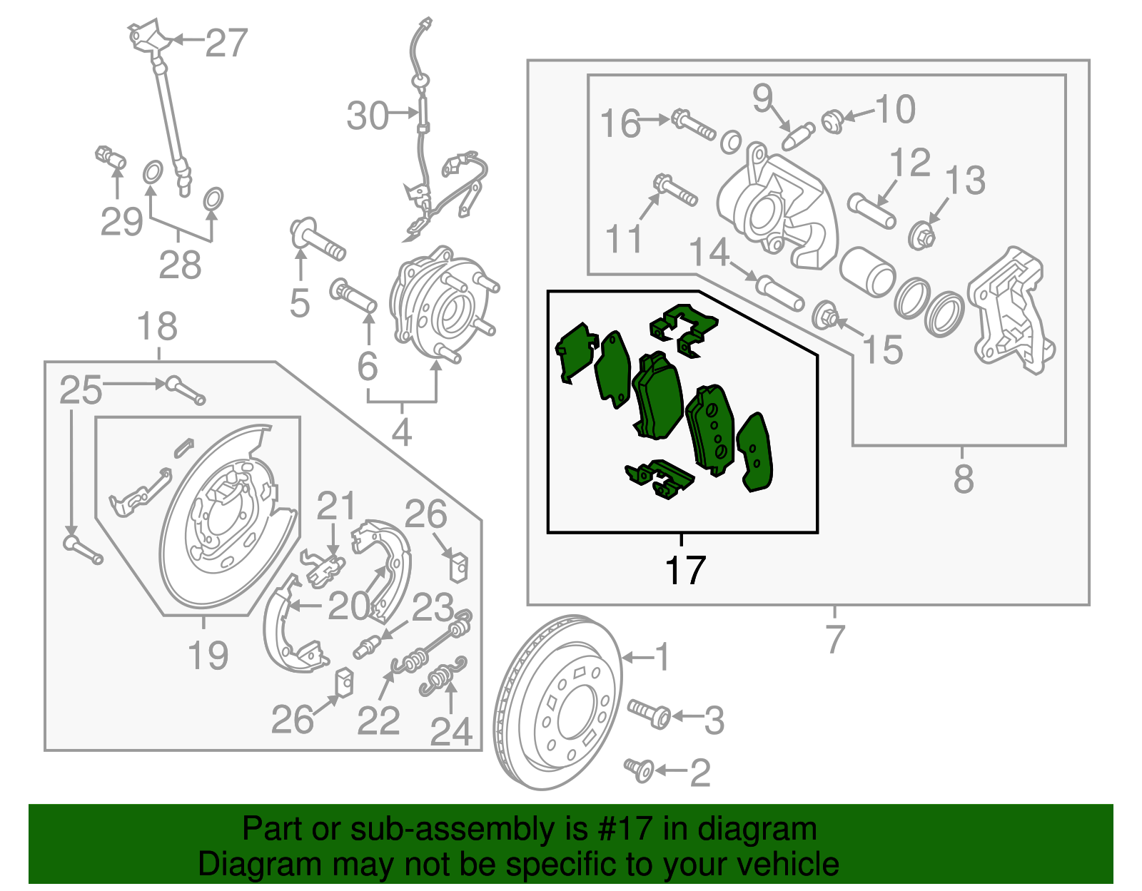 Genuine Rear Pads for 2016-2021 Hyundai Tucson | Part# 58302-D3A00 ...