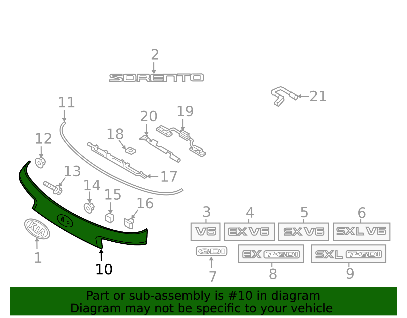 2016-2020 Kia Sorento OEM NEW 16-20 Kia Sorento Sport Utility Garnish ...