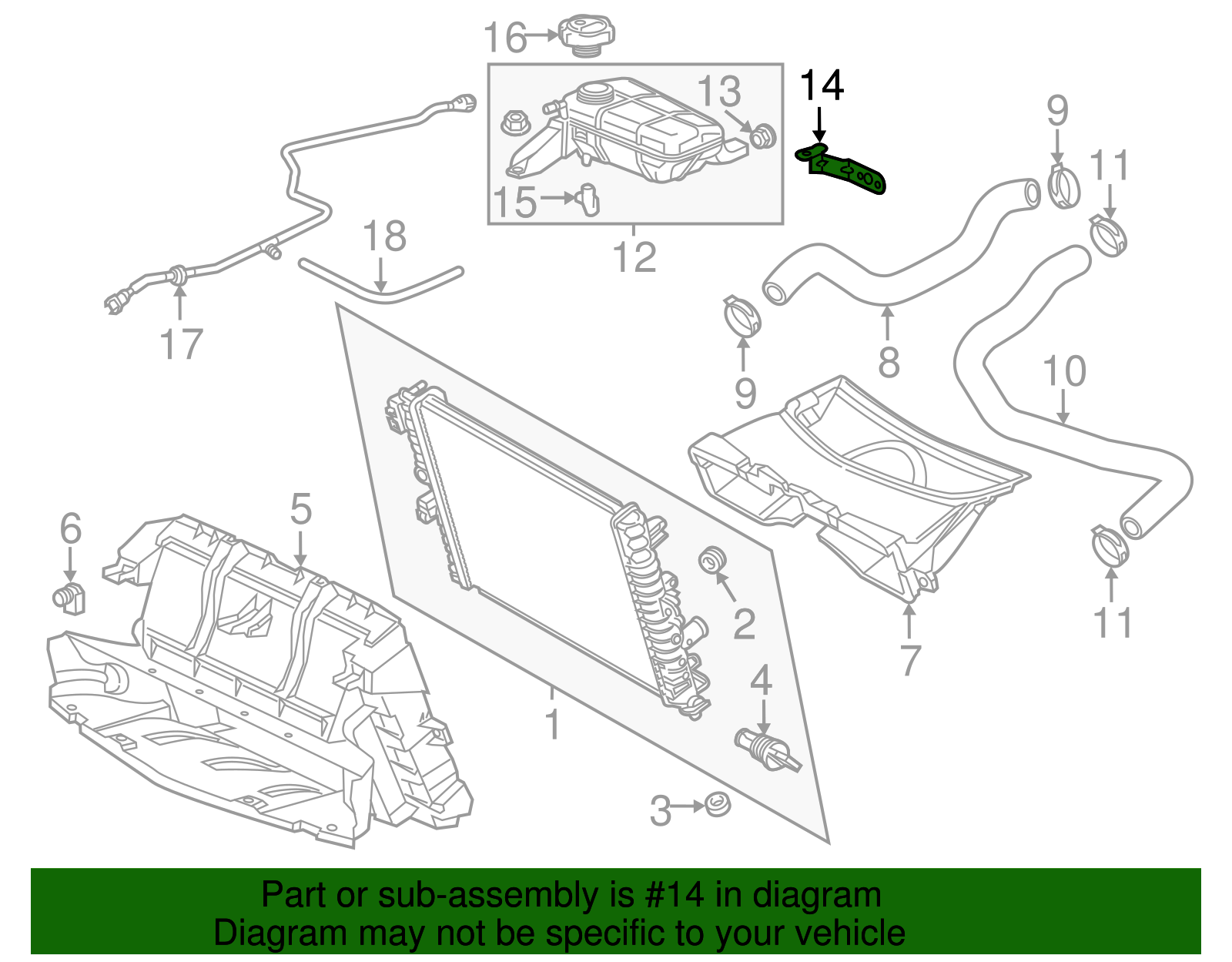 2014-2019 Chevrolet Corvette Radiator Surge Tank Bracket 22820790 ...