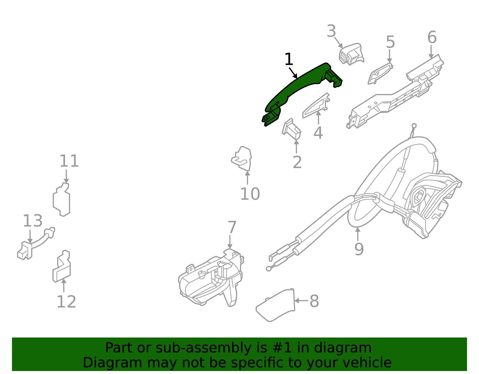 2021-2025 Nissan Rogue Handle, Outside 80640-6RA0D | Bill Kay Nissan Parts