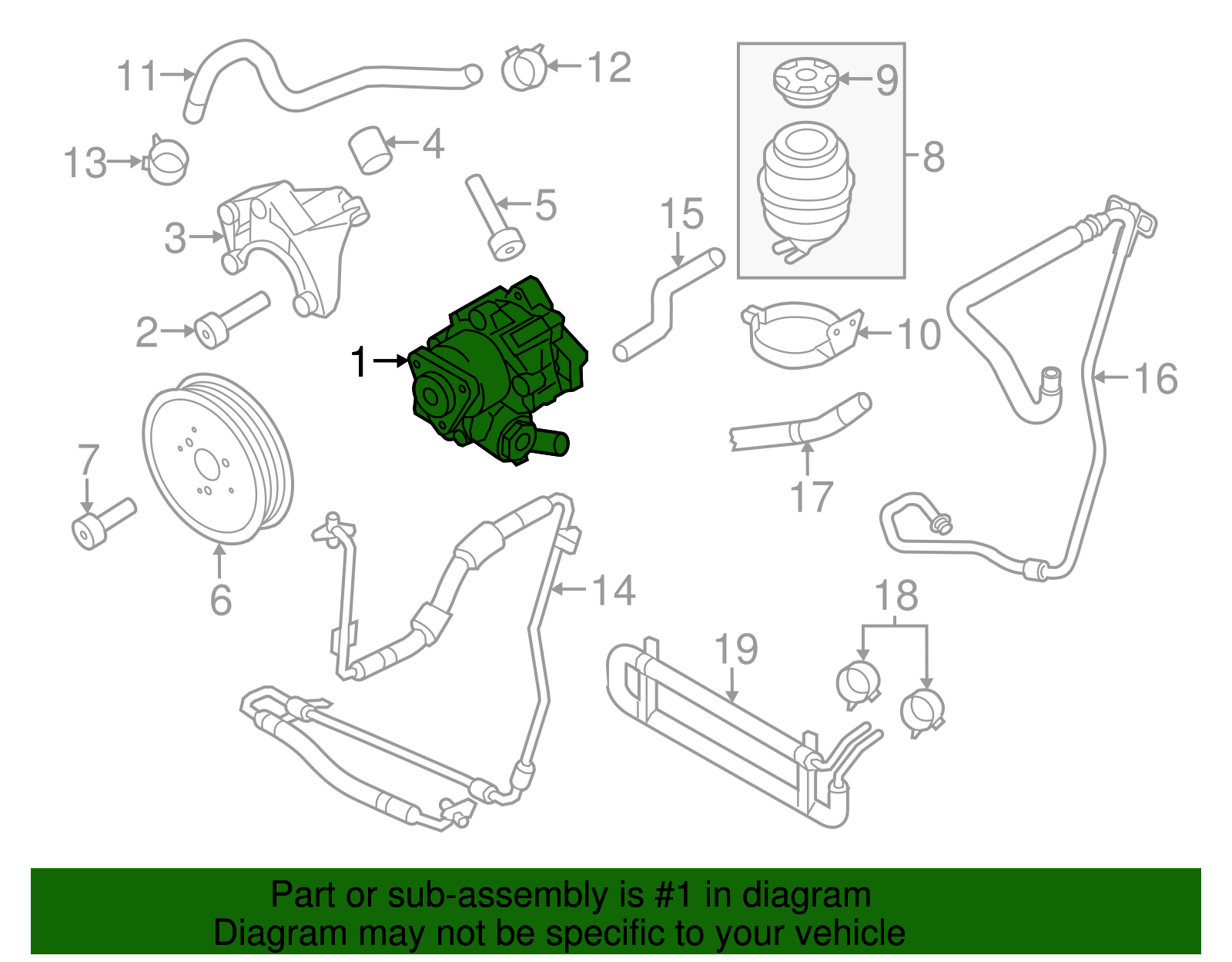 8R0-145-154-C - Power Steering Pump 2009-2012 Audi Q5 | Audi OEM Parts Guy