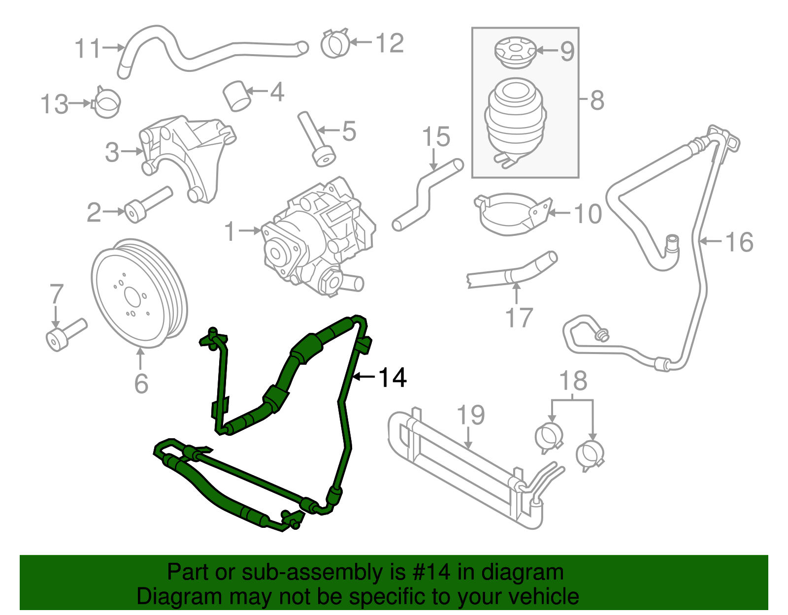 8K1-422-893-CP - Power Steering Pressure Hose 2008-2012 Audi | Audi OEM Parts Guy