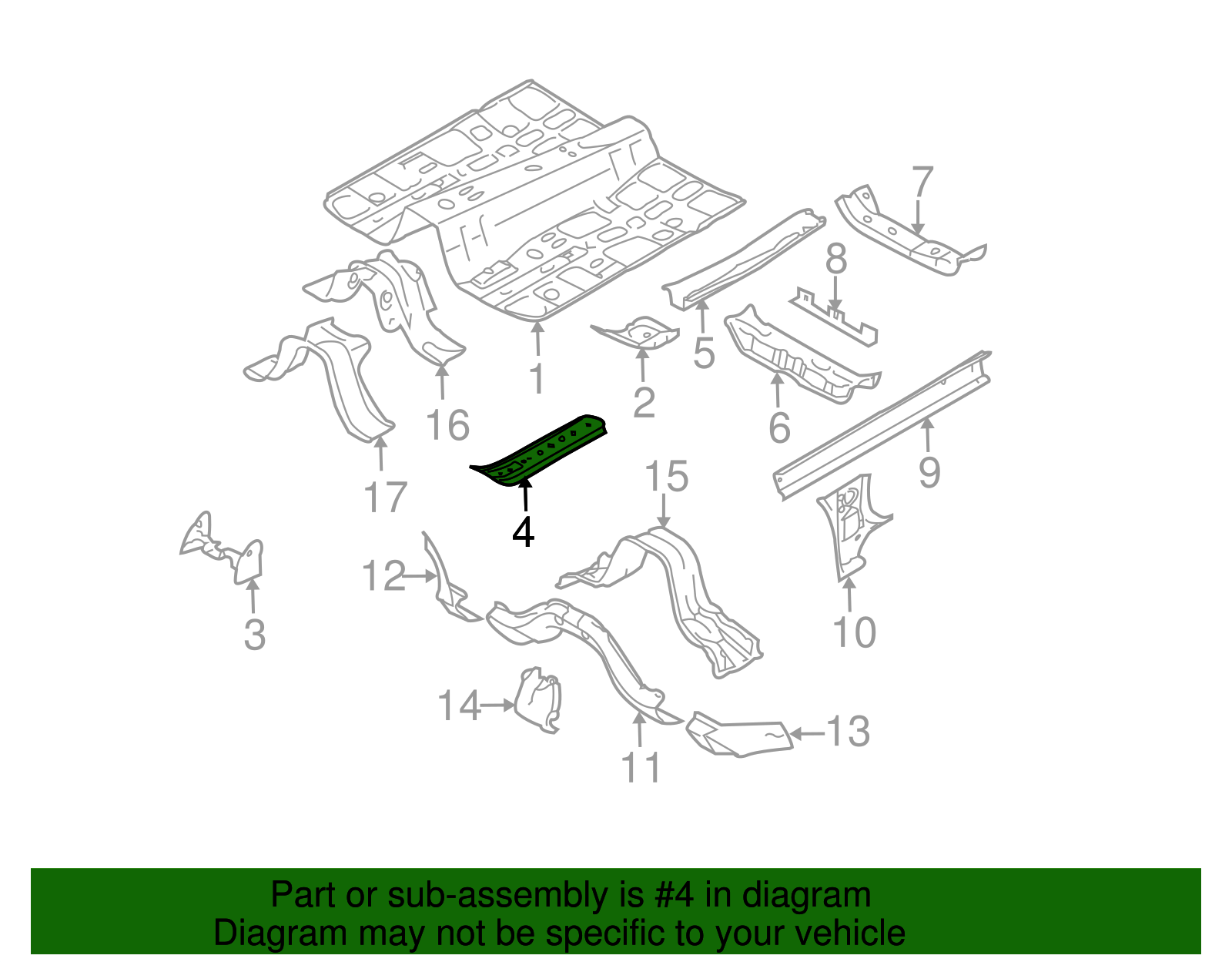 52150AG1039P - 2008-2014 Subaru - Front Rail | OEM Subaru Parts Center