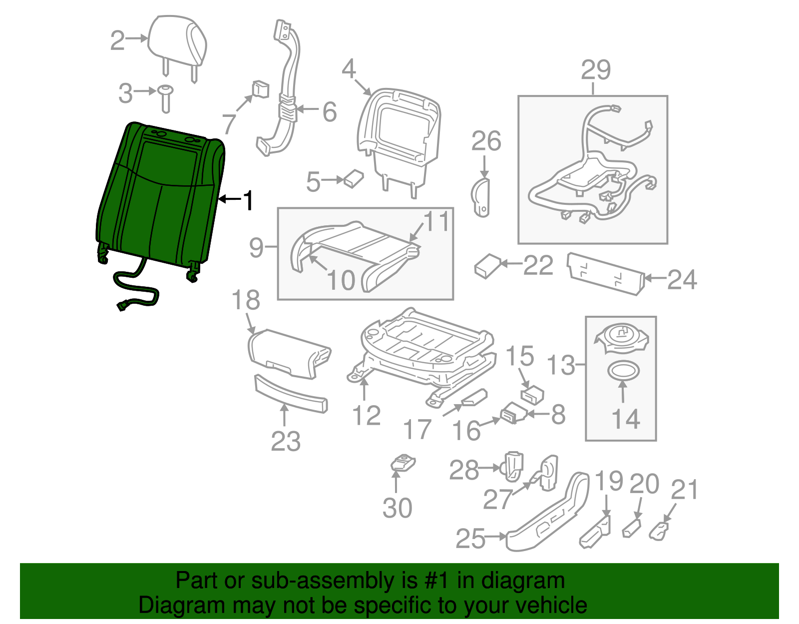 2009-2011 Nissan Maxima Seat Back Assembly 87650-9N23C | Bill Kay ...