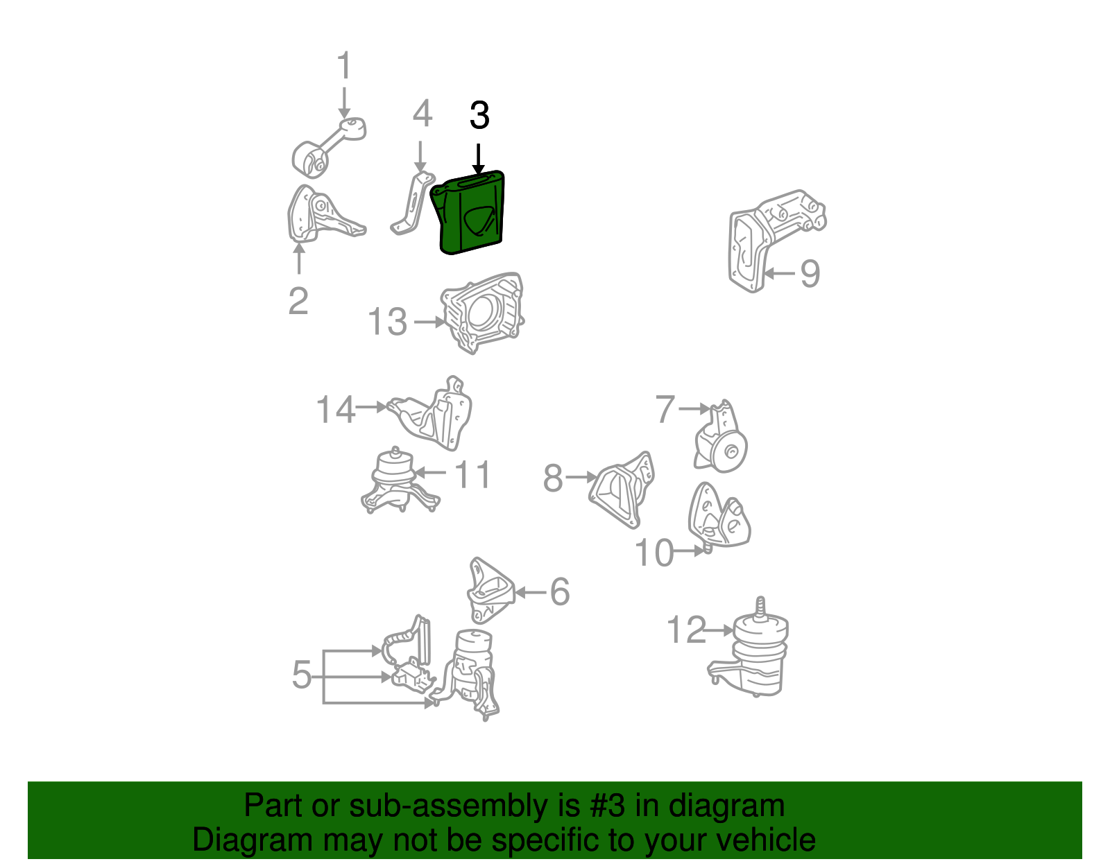 Genuine Toyota Side Mount Bracket part# 12316-20020 for 2000-2008 ...