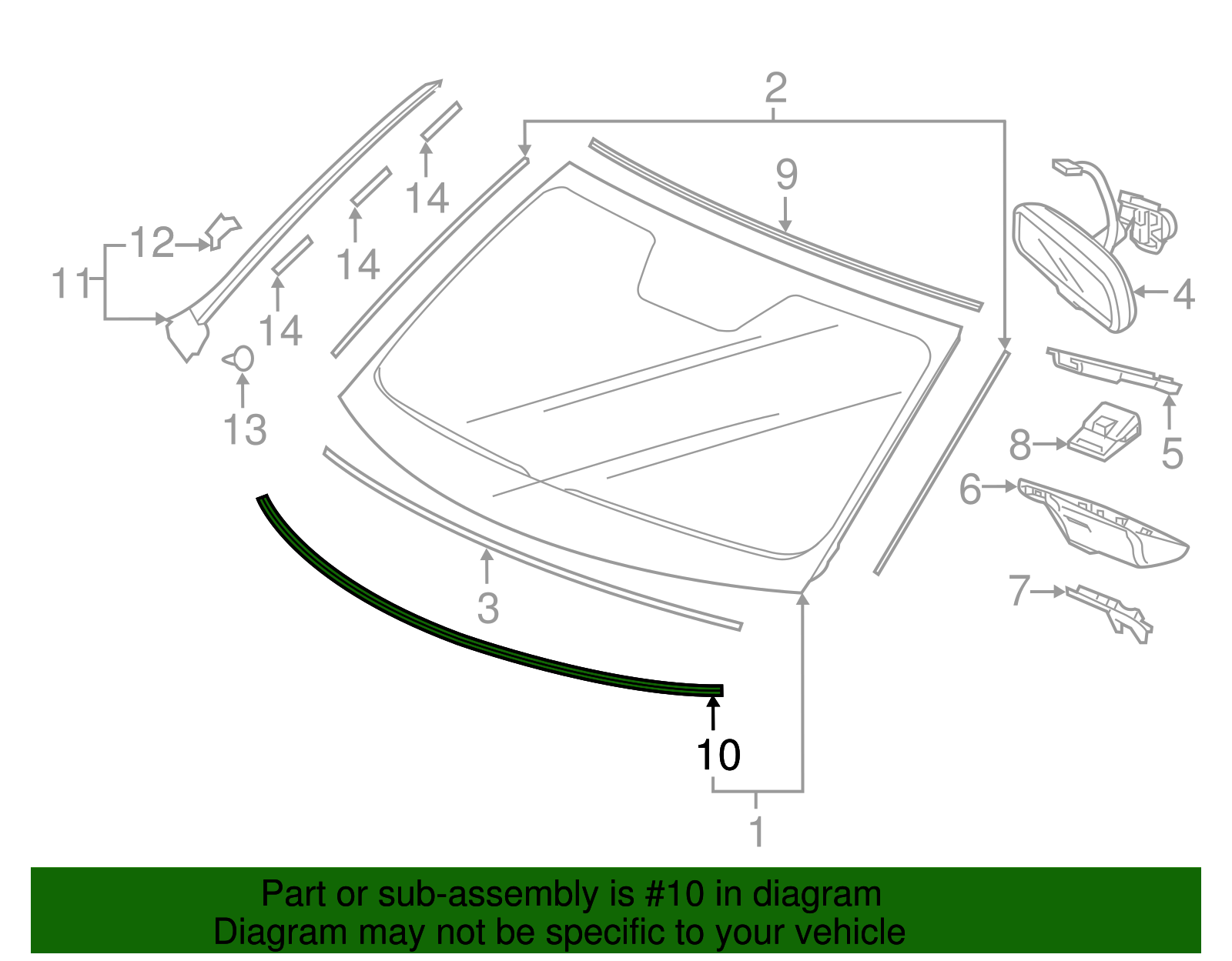 73151-TG7-A01 - 2016-2025 Honda - Molding Front Windshield (Lower ...
