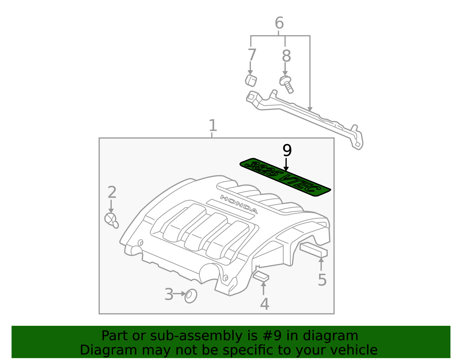 OEM 2005-2010 Honda Odyssey Engine Cover Emblem 17125-RGL-A00 | Honda ...