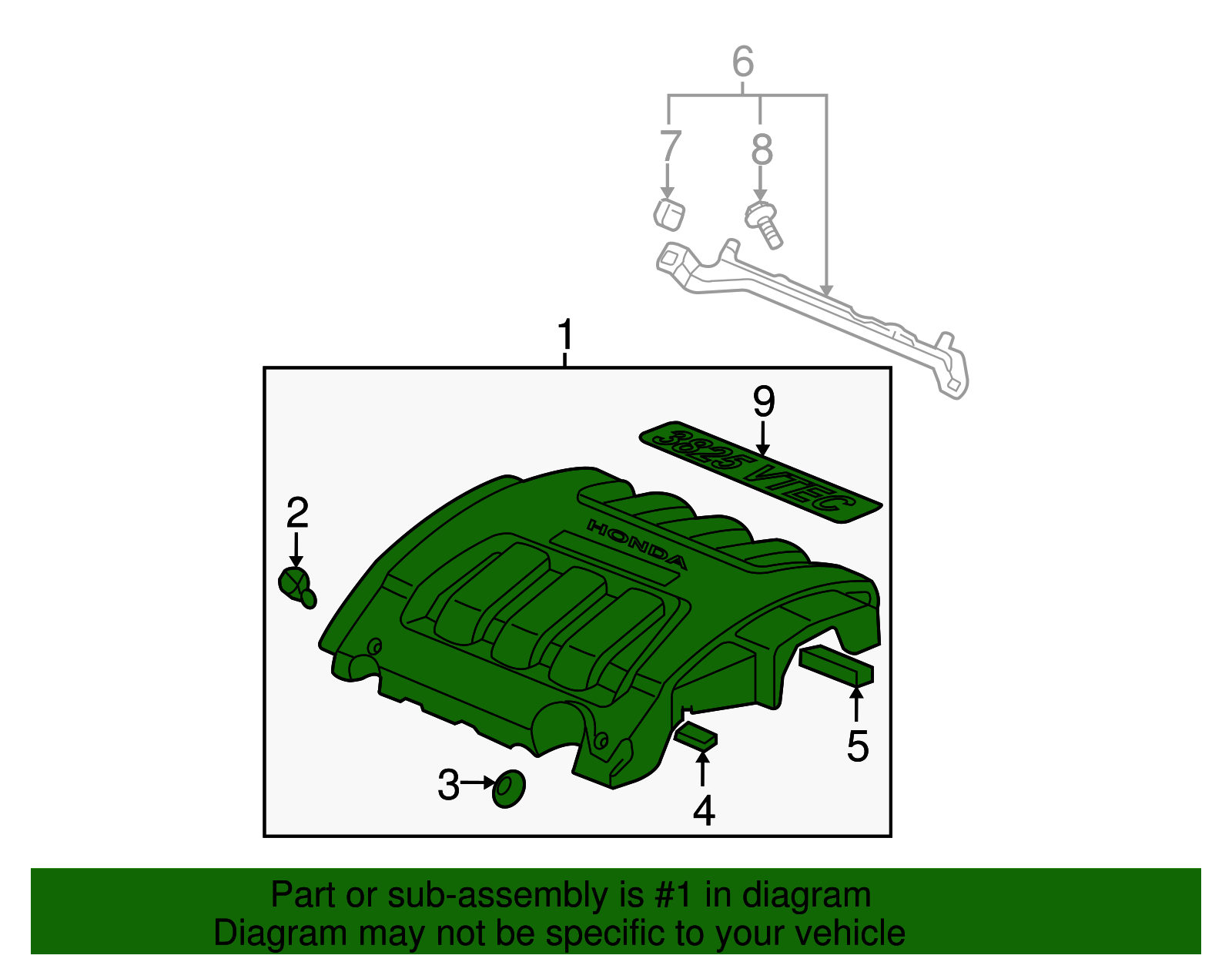 17121-RGL-A01 - Engine Cover 2005-2010 Honda Odyssey | Honda Parts Online