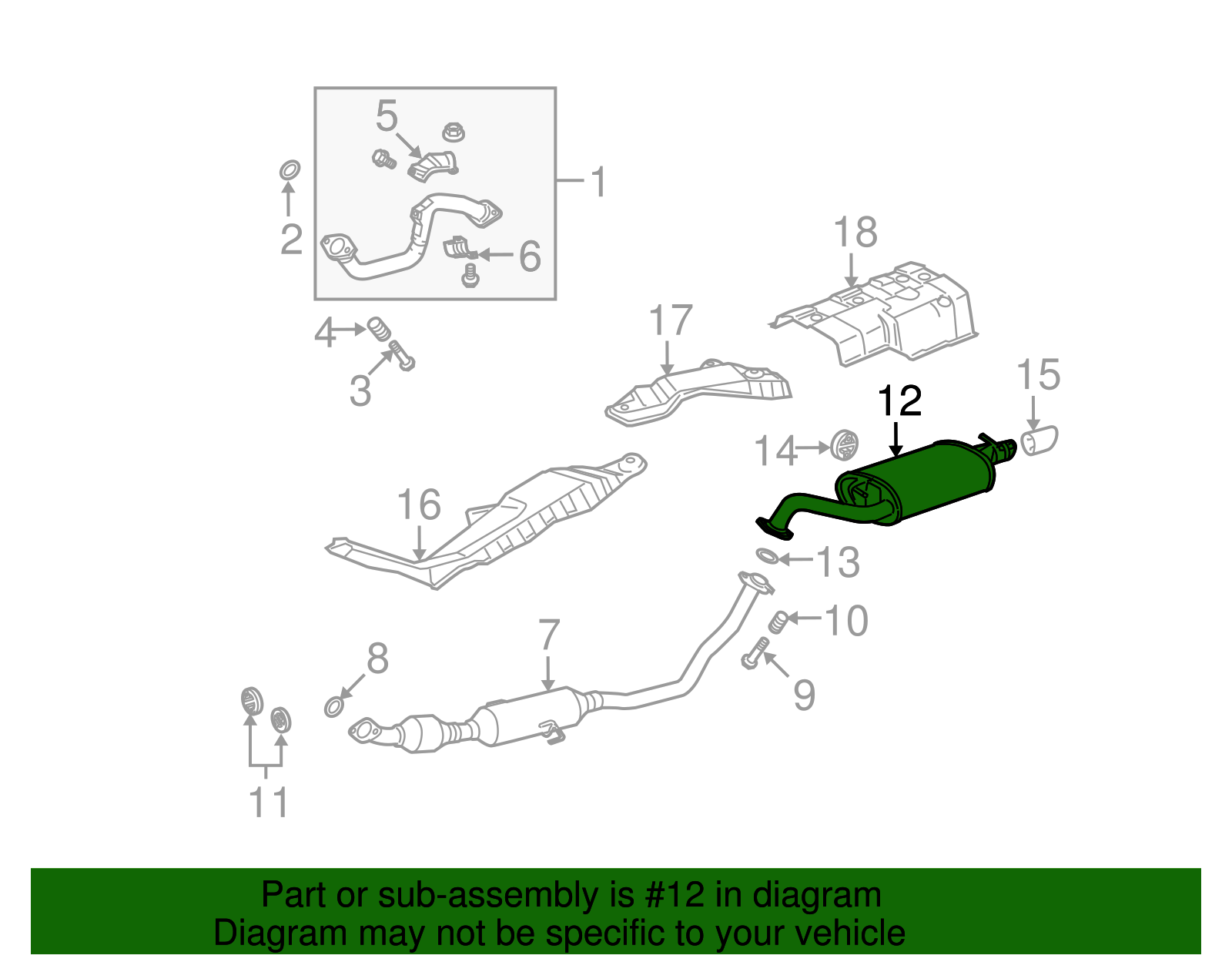 Genuine Toyota Muffler & Pipe part# 17430-0D460 for 2009-2010 Toyota ...