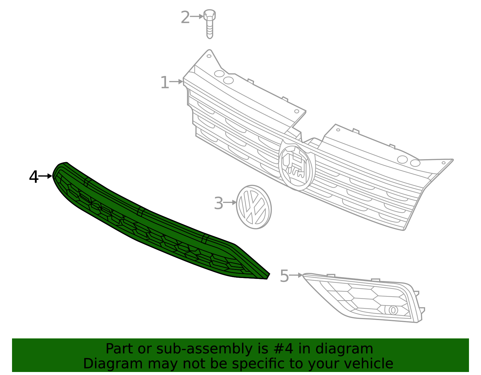 2018-2021 Volkswagen Tiguan Lower Grille 5NN-853-677-E-9B9 | OEM Parts ...