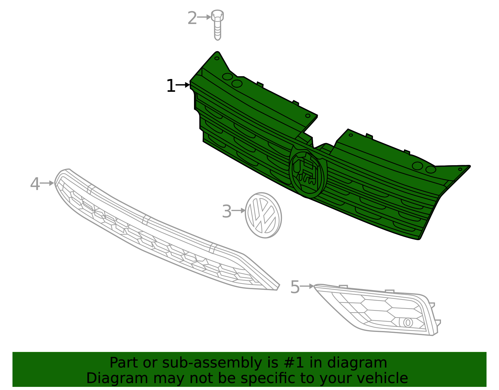 5NA-853-651-G-ZLL - Center Grille 2018-2019 Volkswagen Tiguan ...