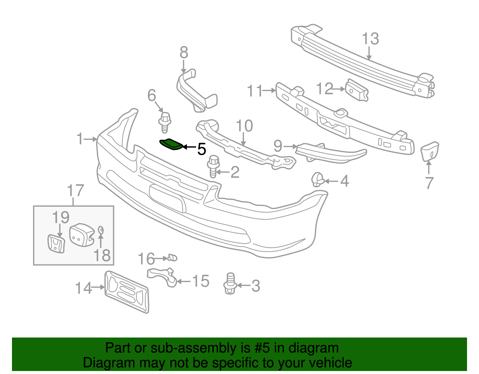 71105-S84-A00 - Weight Front Bumper - 1998-2002 Honda Accord | Honda ...