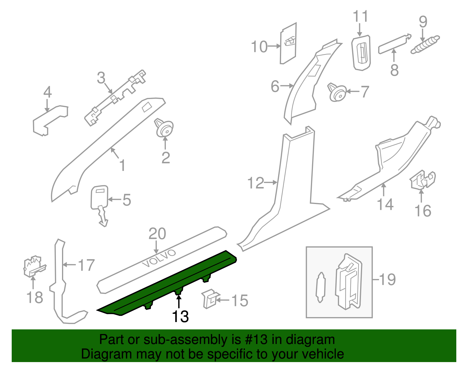 39810363 - Front Sill Plate - 2007-2018 Volvo | Volvo OEM Parts Direct