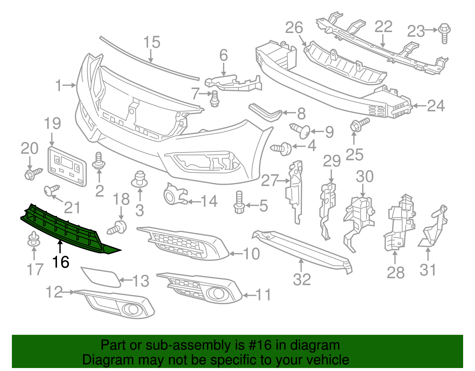 71102-TBA-A00 - Lower Grille 2016-2018 Honda Civic | Honda Parts Online