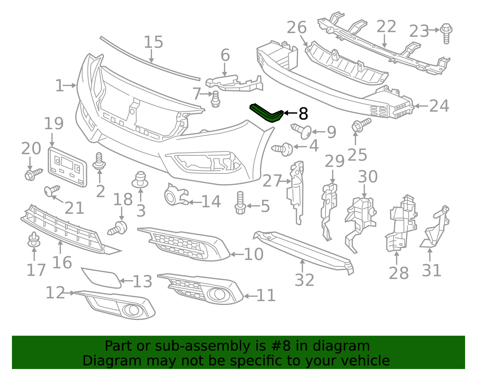71193-TBA-A00 - 2016-2021 Honda Civic - Spacer R Front Bumper Side ...