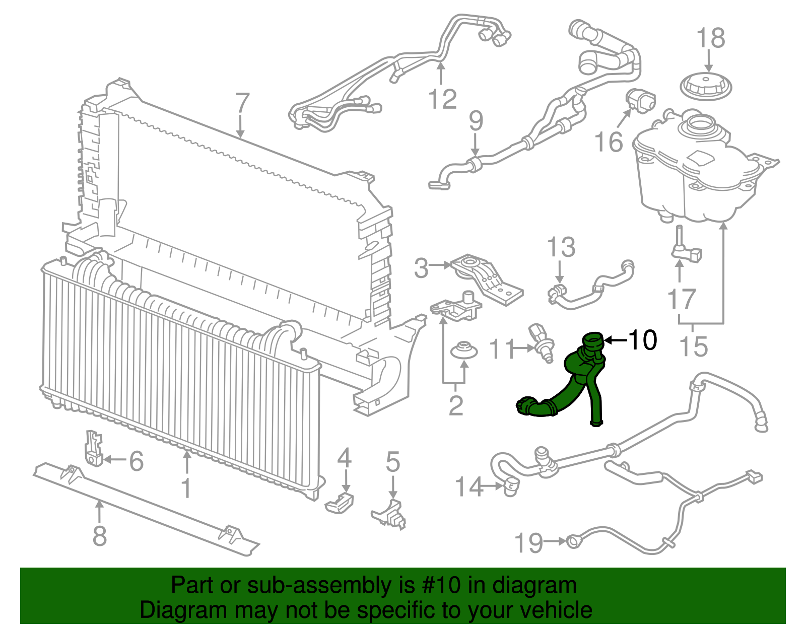 Genuine OEM Lower Hose Part# T4A32856 Fits 2017-2023 Jaguar F-Pace: Up ...