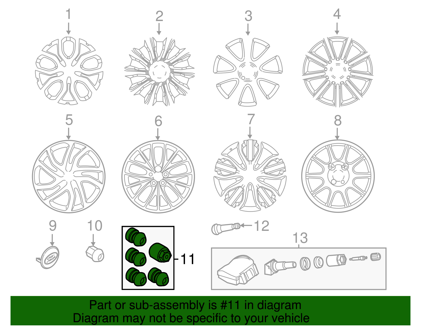 2009-2016 Land Rover Wheel Lock Kit LR043820 | OEM Parts Online