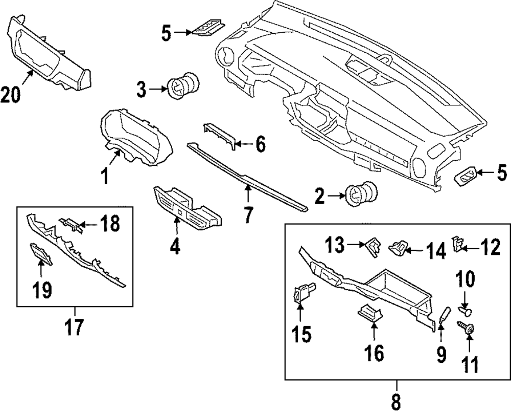 2019-2024 Kia Forte 2019-2024 Kia Forte - Switch Bezel 93712-M6000WK ...