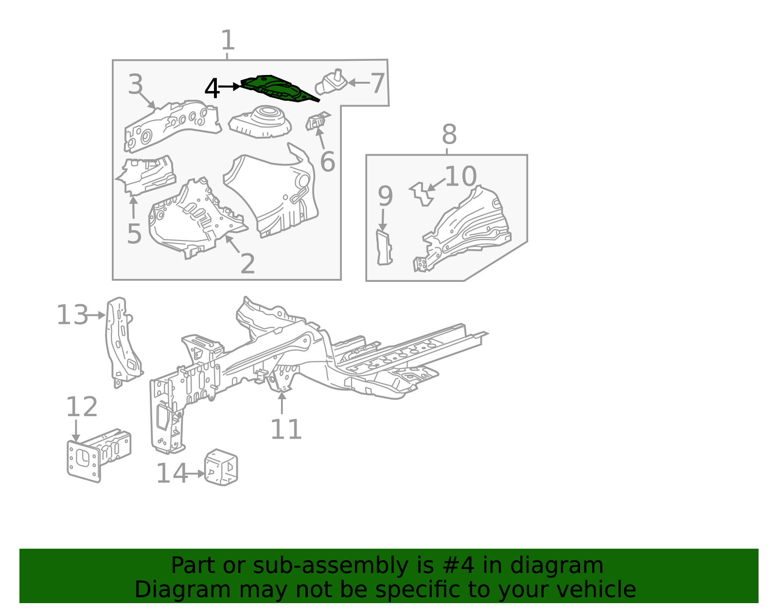 2013-2022 GM Driver Side Dash Upper Extension Panel Reinforcement ...