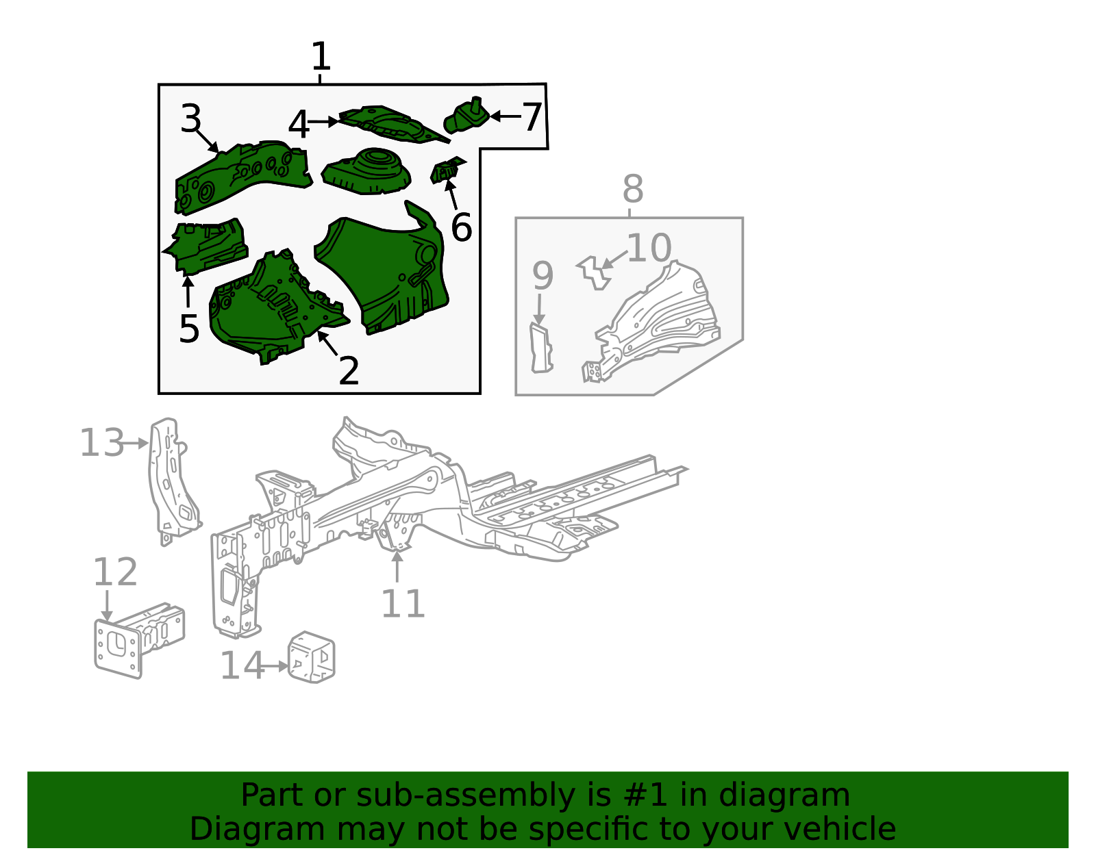 95077742 - 2013-2022 GM - Passenger Side Wheelhouse Panel Assembly ...