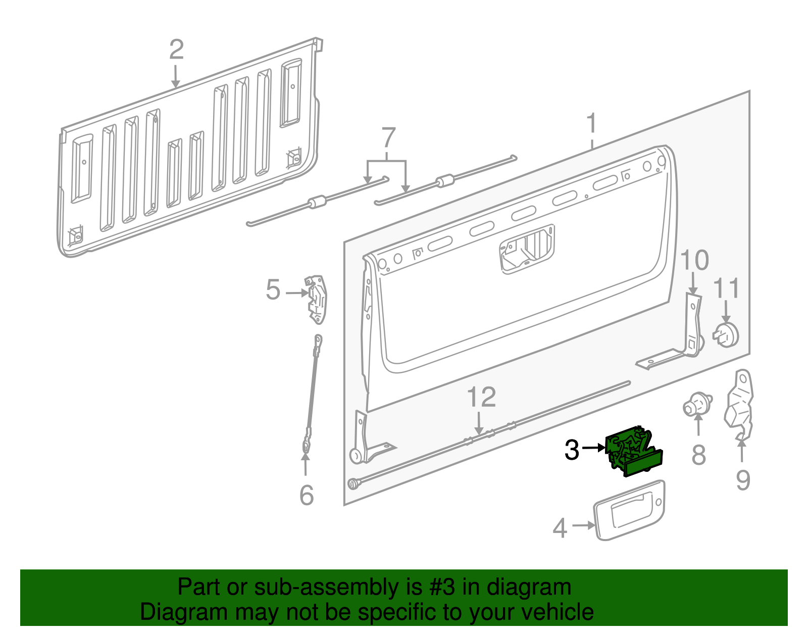 2007-2014 GM Pickup Box Tailgate Latch Handle 20955300 | Shop Matick ...