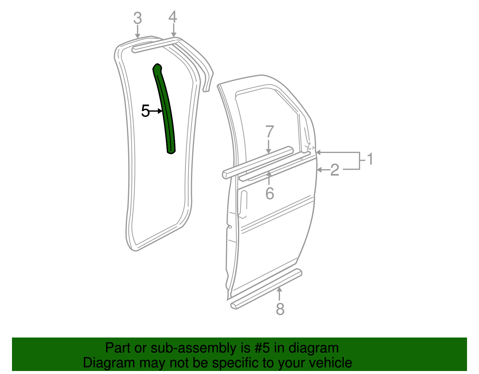 1996-2025 GM Side Door Auxiliary Weather Strip 25867740 GM ...