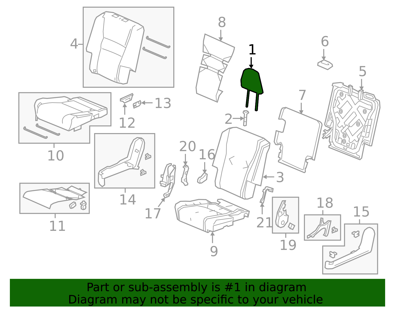 81340-TGS-A01ZA - 2019-2021 Honda Passport - Headrest Assembly Middle ...