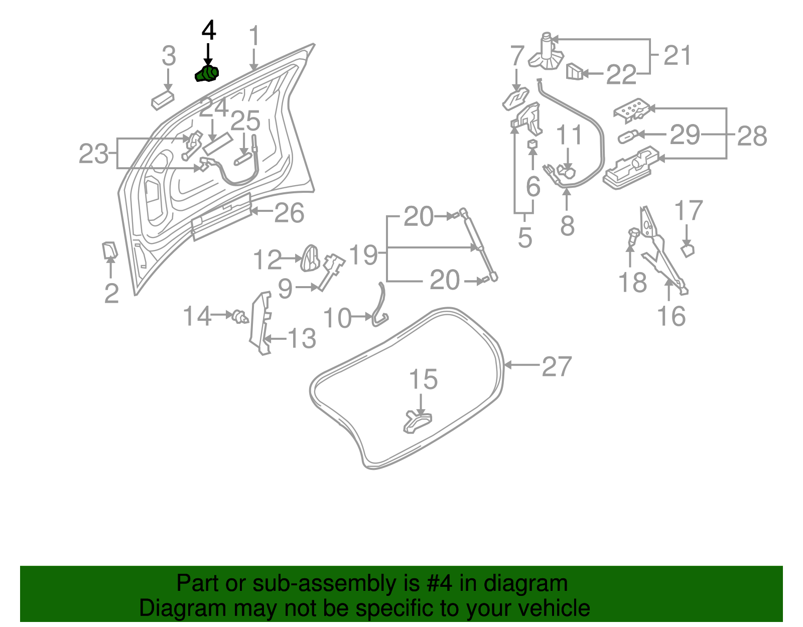 2007-2010 Audi Deck Lid Stop Buffer 8H0-827-249-A | Audi USA Parts